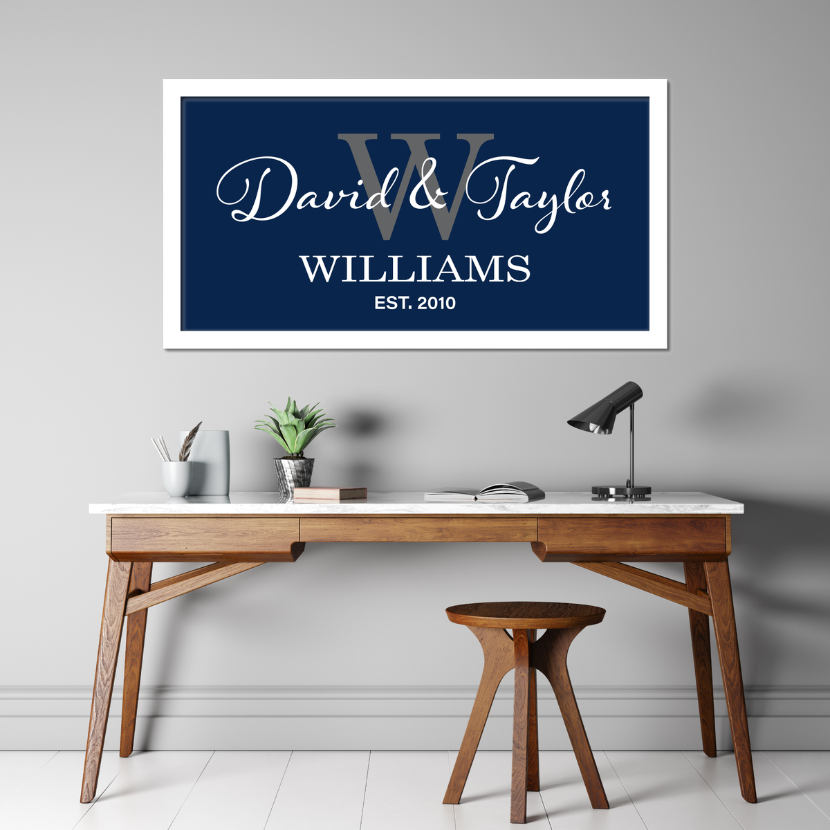 Custom Family Name Wood Framed Sign - Established Date Sign – VWPrintCo